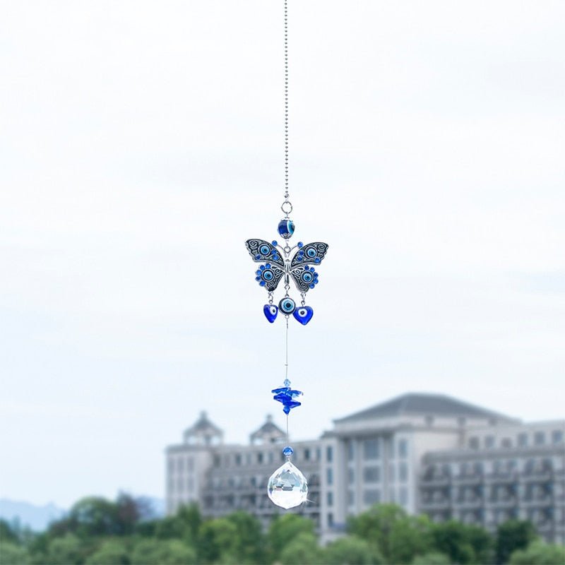 Butterfly with Evil Eyes Wall Hanging with Suncatcher Crystals – Lucky ...