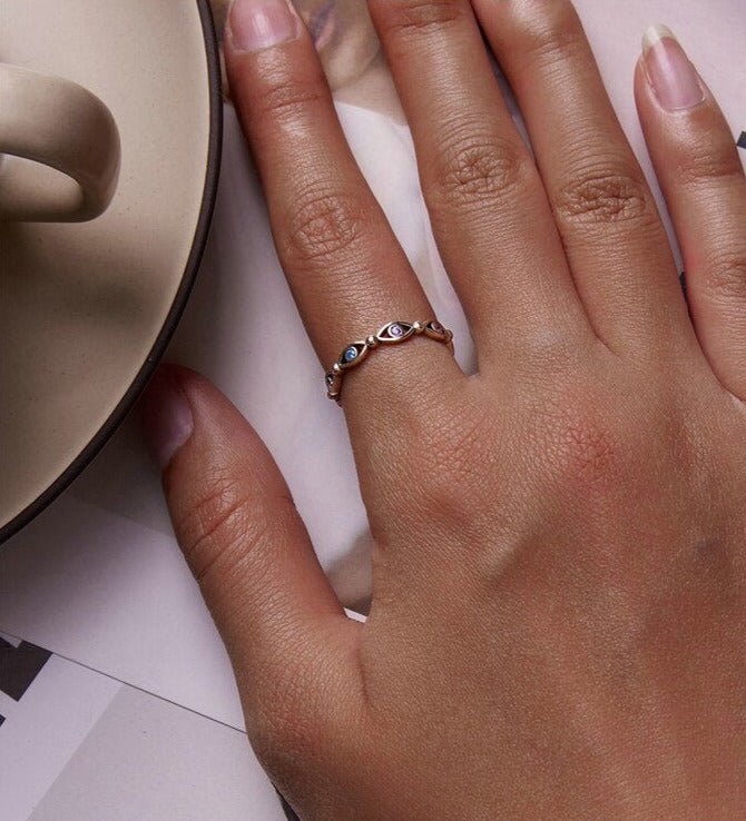 Multicolor Eye Shaped Evil Eyes Finger Wrap Ring – Lucky.Evil-Eye.Shop
