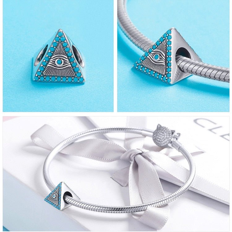 Turquoise Pyramid Shaped Evil Eye Silver Charm Bead – Lucky.Evil-Eye.Shop
